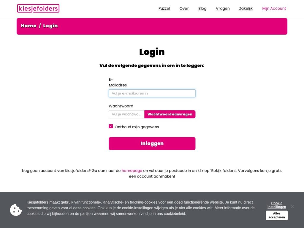 Inloggen bij Kiesjefolders – Inloggen Bij