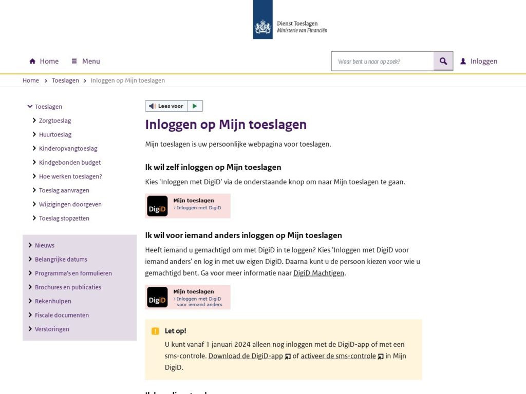 Inloggen bij Belastingdienst Mijn Toeslagen – Inloggen Bij
