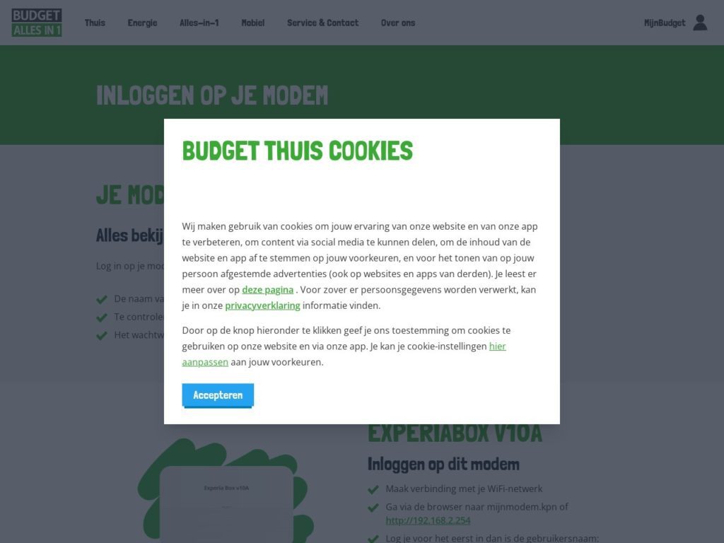 Inloggen bij Experia Box V10a – Inloggen Bij