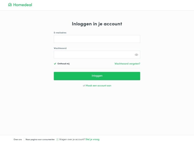 Inloggen bij Homedeal – Inloggen Bij