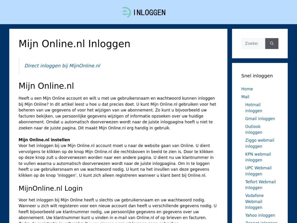 Inloggen bij Mijn Online – Inloggen Bij