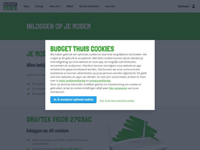 Inloggen bij Budget Alles In 1 Modem – Inloggen Bij