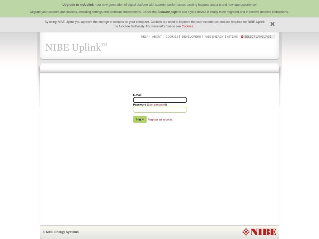 Inloggen bij Nibe Uplink – Inloggen Bij