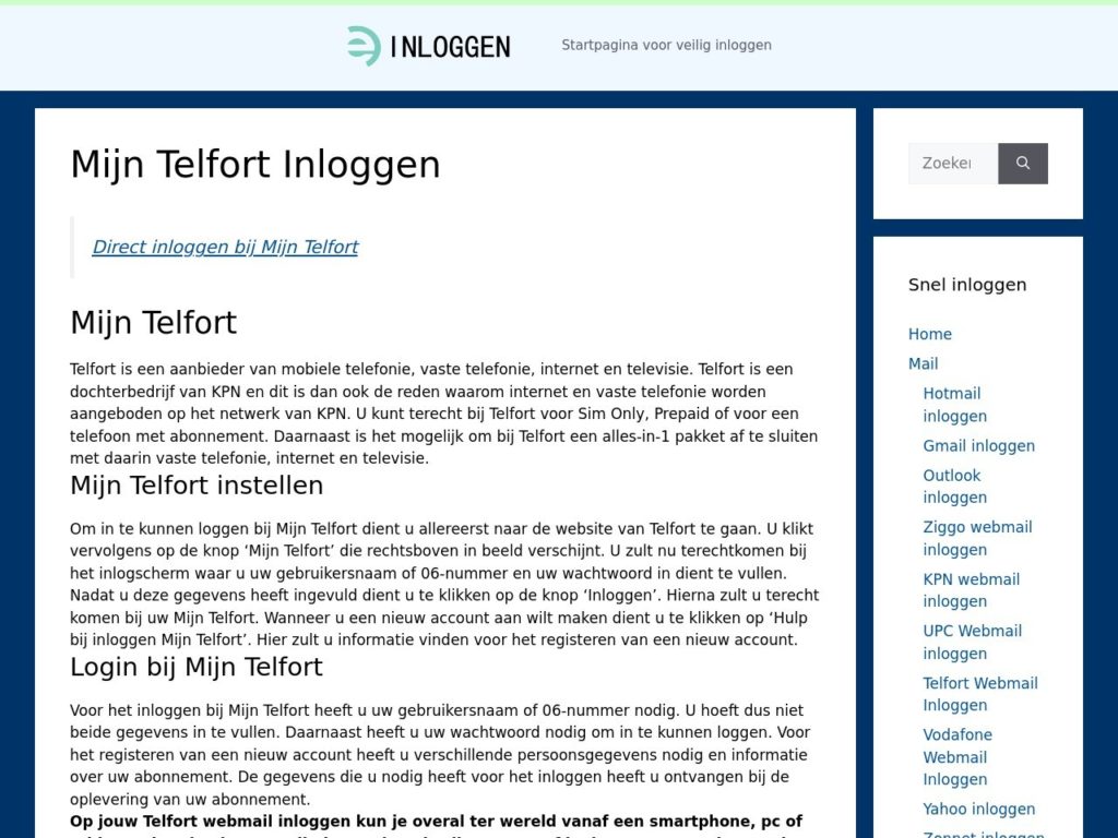 Inloggen bij Op Mijn Telfort – Inloggen Bij