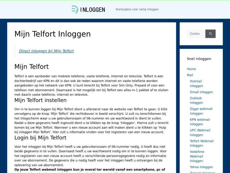 Inloggen bij Op Mijn Telfort – Inloggen Bij
