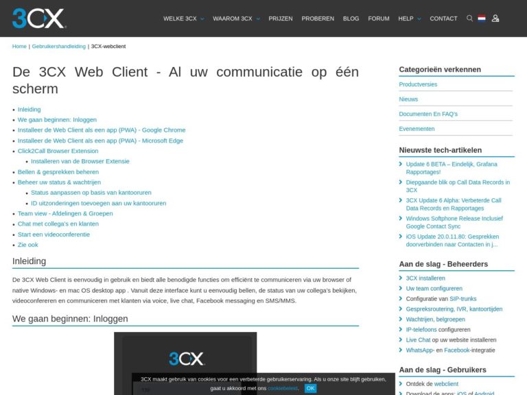Inloggen bij 3Cx Webclient – Inloggen Bij